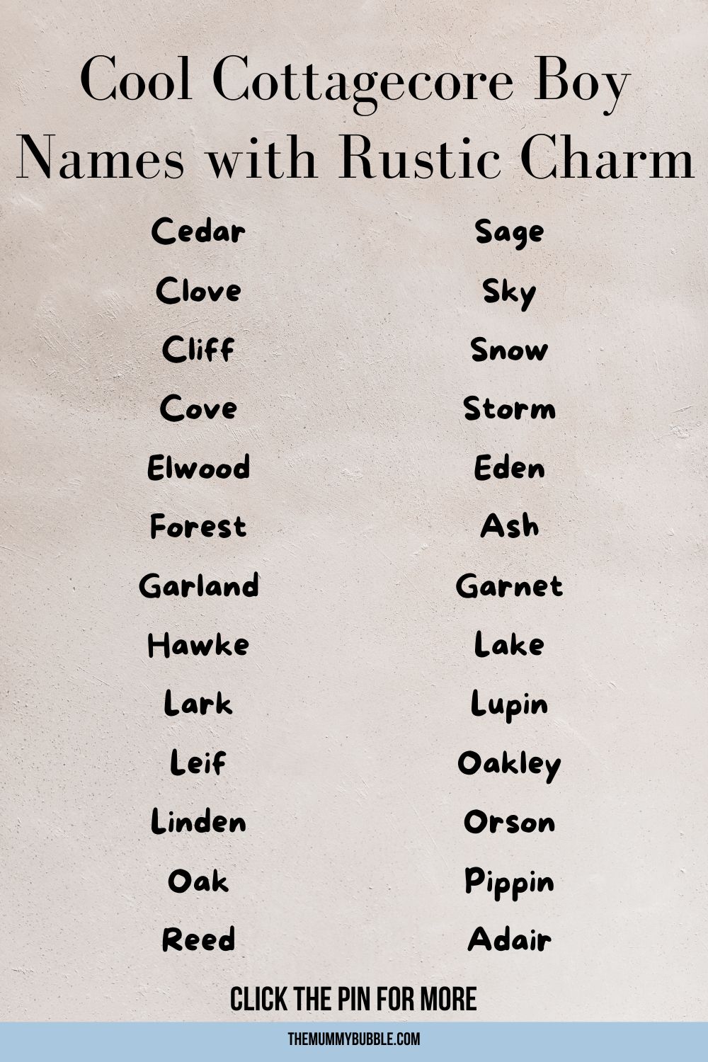 Rustic Cottagecore Names for Boys - The Mummy Bubble