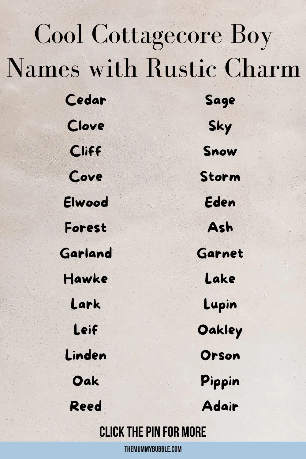 Rustic Cottagecore Names for Boys - The Mummy Bubble